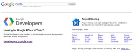 Google'ın Kod Barındırma Servisi Google Code Kapanıyor